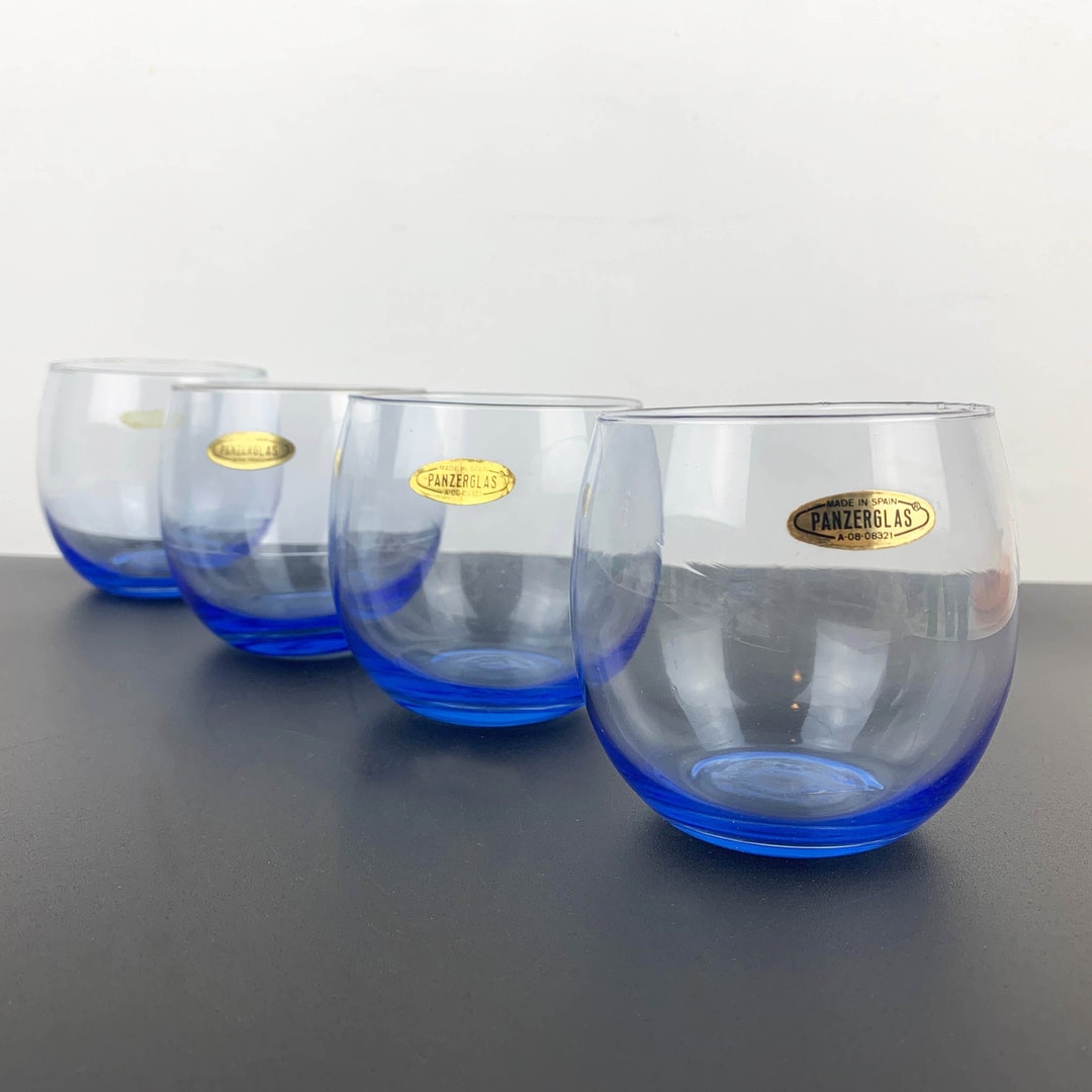 Set of 4 Panzerglas Spain Blue Roly Poly Glasses - Etsy
