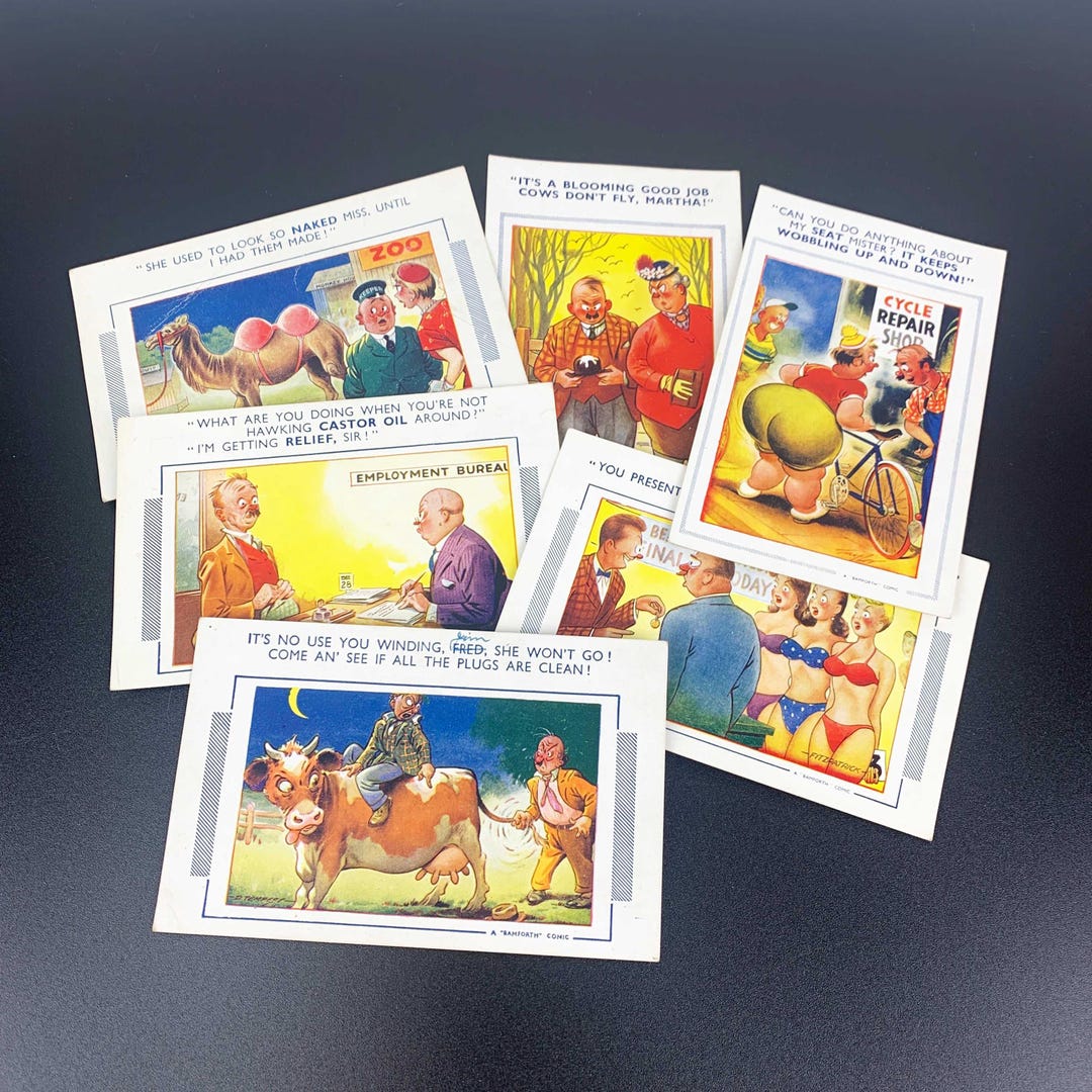 Set of 6 1950s Bamforth Comic Postcard Collection | Collectible Funny Postcards | Humorous ...