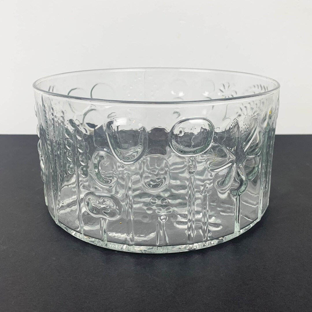 Vintage Art Glass Salad Bowl Flora Iittala Design Glass Bowl | Mid ...