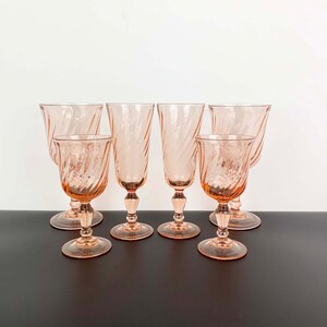 Luminarc Rosaline Pink Swirl Glasses Set of 6 Wine Champagne and ...