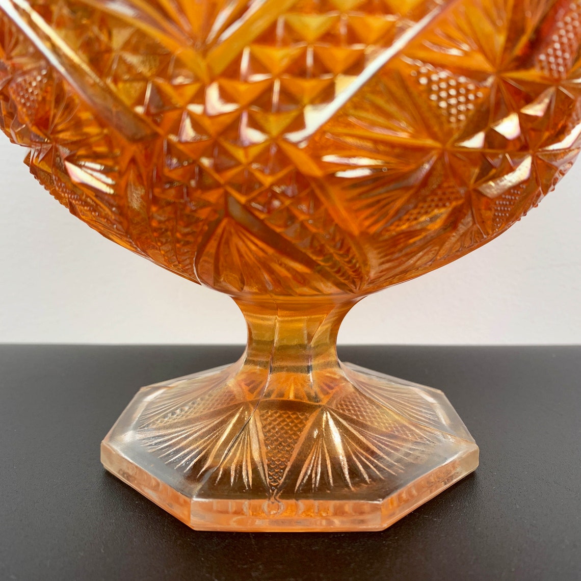 Antique Imperial Glass Marigold Carnival Glass Compote: Eastern Star ...