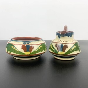 Watcombe Pottery Torquay Ware Sugar Bowl and Creamer | Motto Ware Set ...