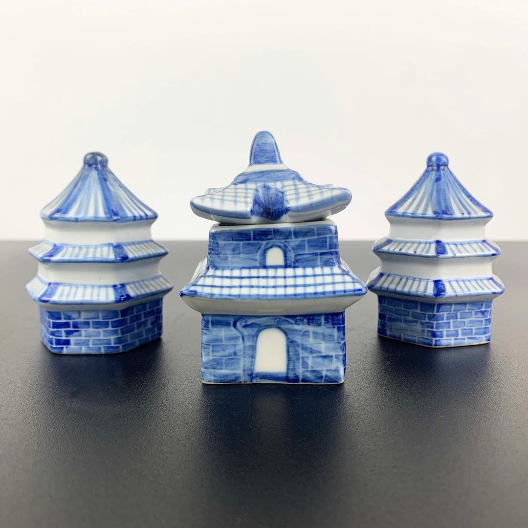 Asian Pagoda Cruet Set | Asian Salt and Pepper Set With Mustard Pot ...