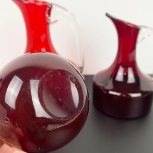 Whitefriars Ruby Red Glass Jug Collection | Set of 3 Art Glass Jugs ...
