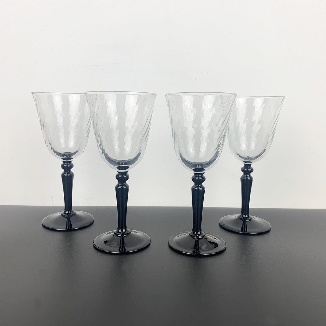 Luminarc Onyx Swirl Wine Glass Set of 4 | Elegant Wine Glasses With ...