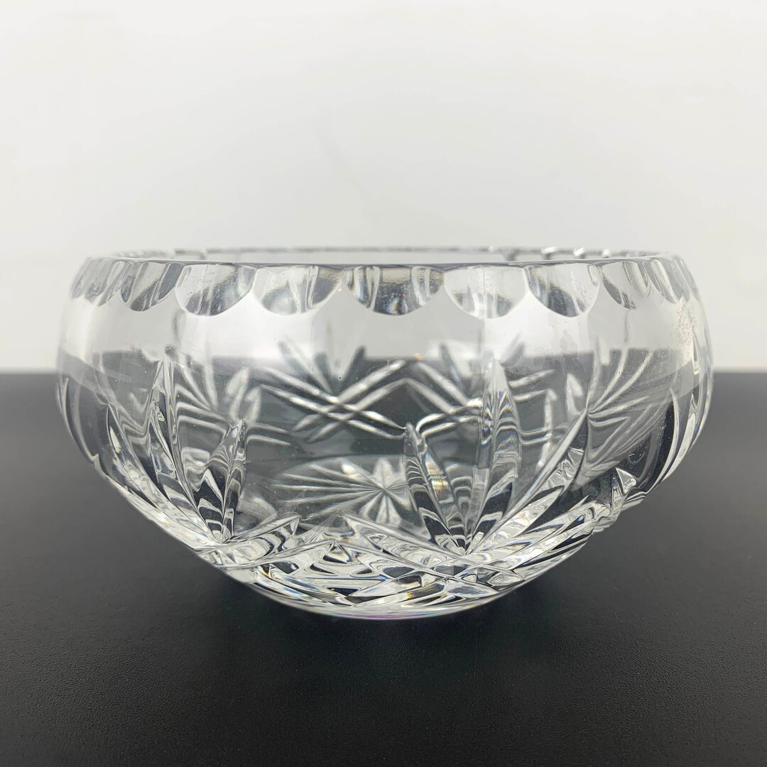 Small Cut Crystal Open Sugar Bowl | Crystal Fan Cut Trinket Bowl ...