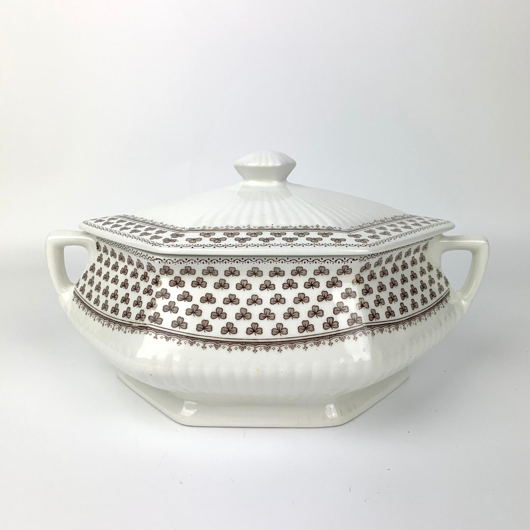 Vintage Adams Ironstone Covered Vegetable Tureen Sharon Pattern ...