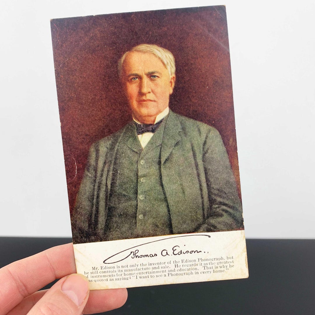 Thomas A Edison Postcard 1910's | Edison Portrait Postcard Original ...