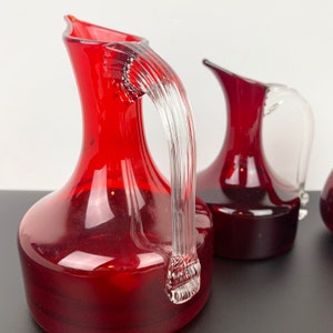 Whitefriars Ruby Red Glass Jug Collection | Set of 3 Art Glass Jugs ...