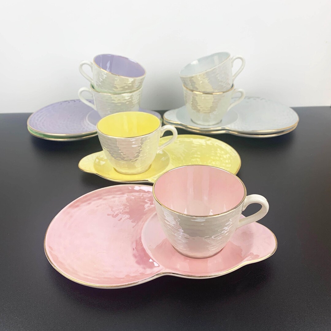 Maling Ware Set of 6 Lustre Harlequin Tennis Sets Tennis Cups and ...