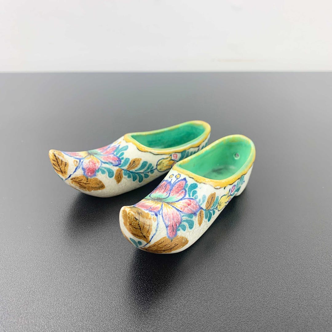 Royal Zuid Holland Rare Pair of 1947 Ceramic Hand Painted Clogs | Mid ...