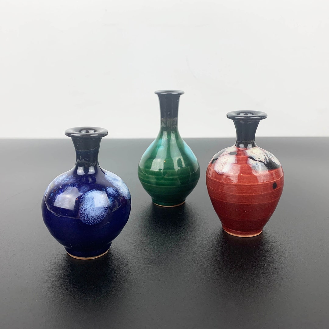 Miniature Pottery Vases Set of 3 | Glazed Miniature Vases | Hand Made ...