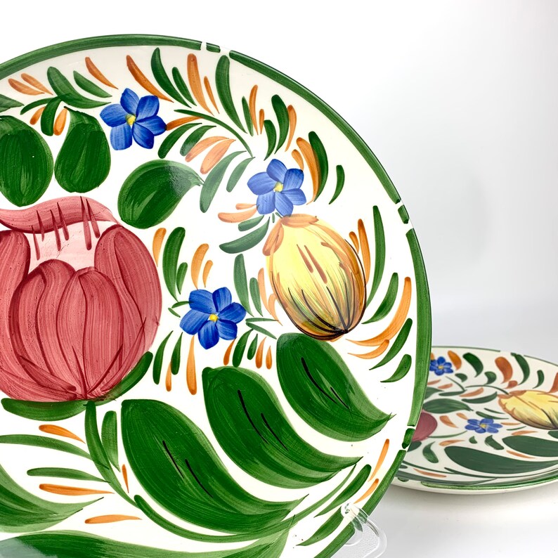 Vintage Wade Capri Floral Plates: Royal Victoria Pottery, England (set ...