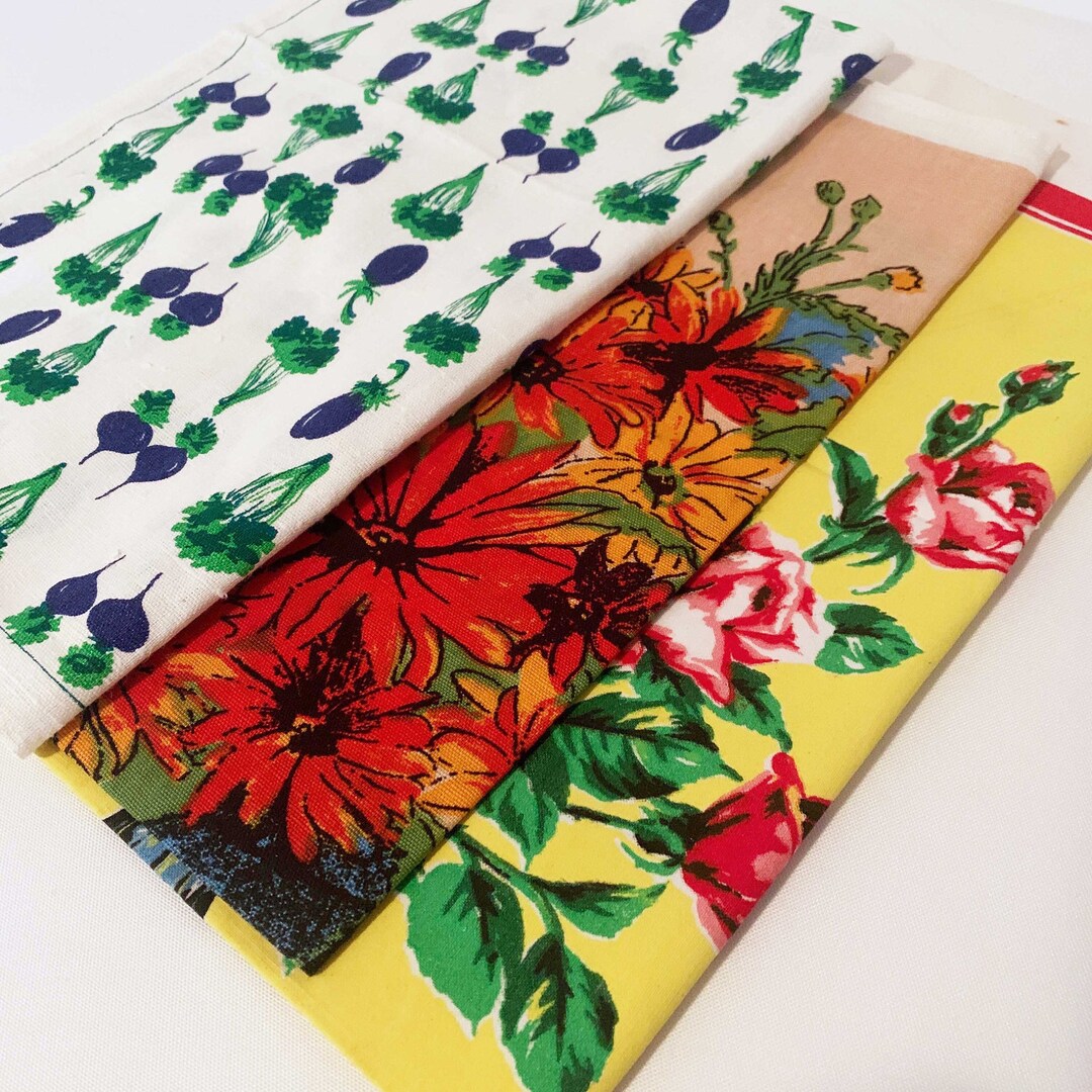 1970s Floral Tea Towel: Vintage Kitchen Decor, Made in Romania (sold ...