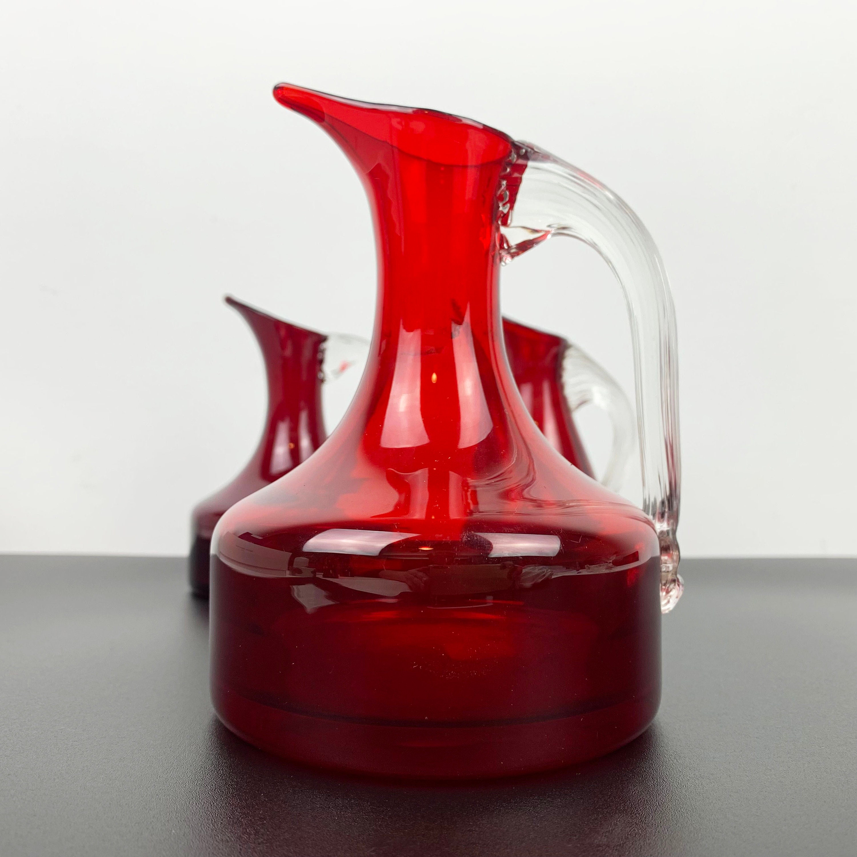 Whitefriars Ruby Red Glass Jug Collection Set of 3 Art Glass - Etsy ...
