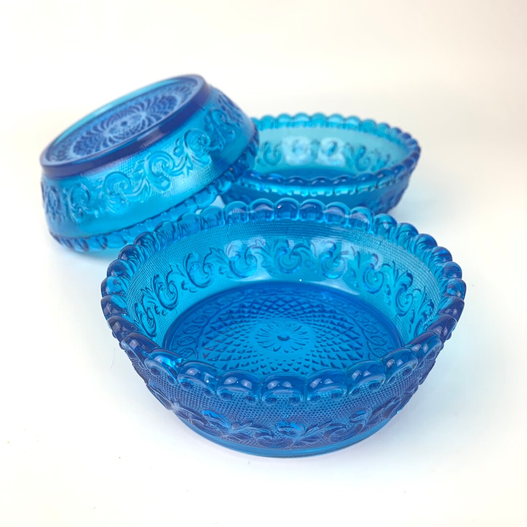 Cobalt Blue Glass Bowls Set of 3 Trinket Dishes Set of 3 Vintage ...