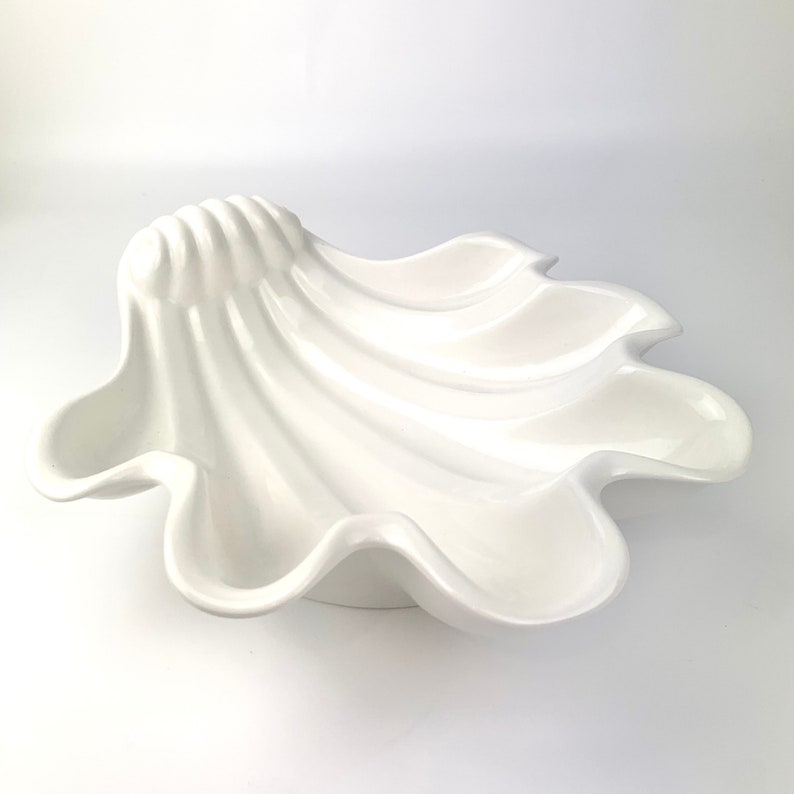 Vintage Clam Shell White Ceramic Serving Bowl Large Clam - Etsy