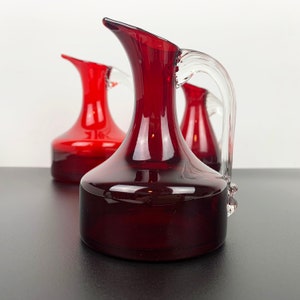 Whitefriars Ruby Red Glass Jug Collection | Set of 3 Art Glass Jugs ...
