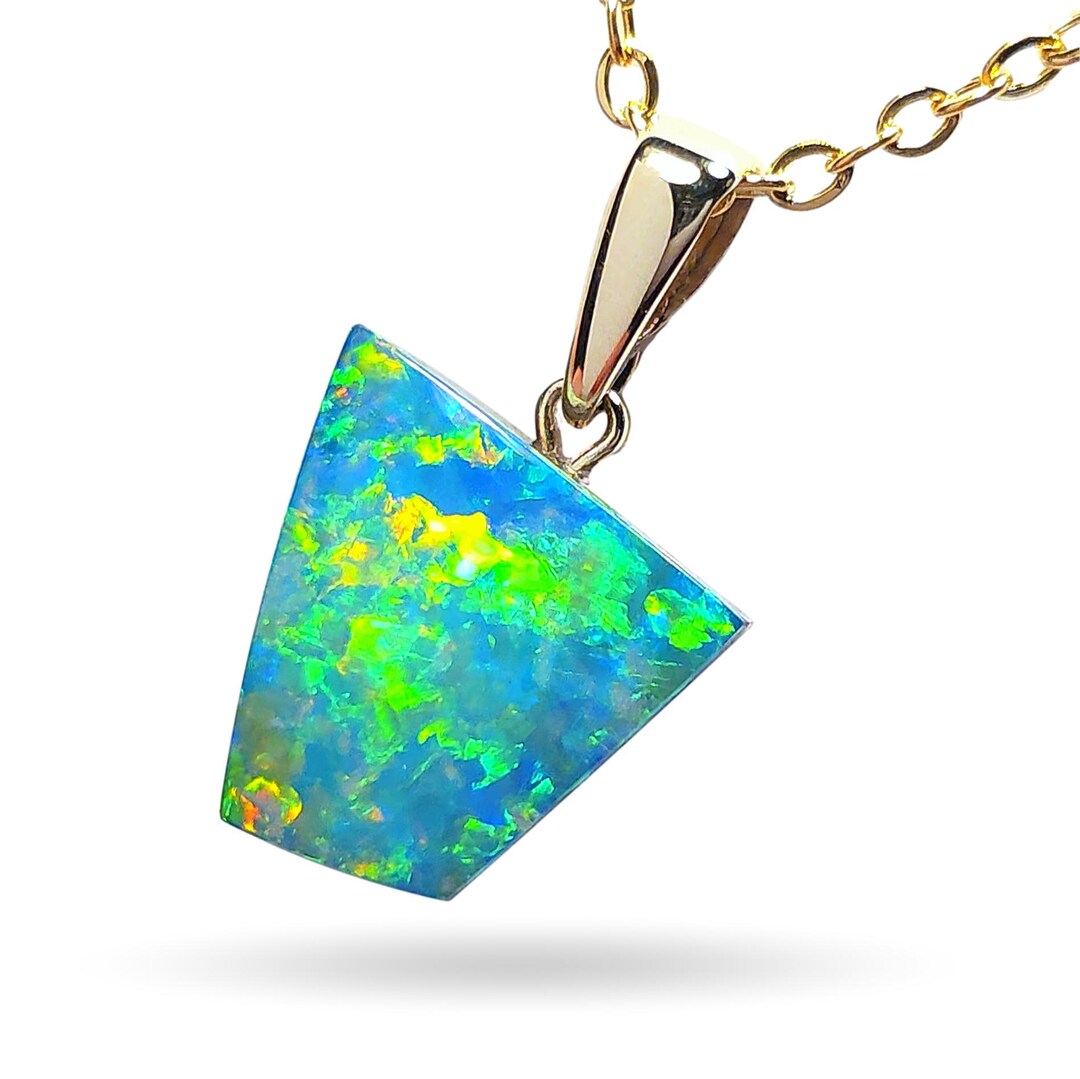Mattina Dorata' Bright Australian Opal Pendant 14k Gold Doublet 5.5ct ...