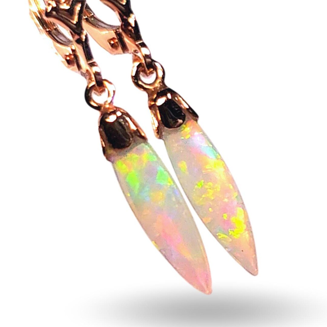 Piccolo Fiore' Australian Solid Opal Gold Dangle Earrings 5.6ct K85 - Etsy