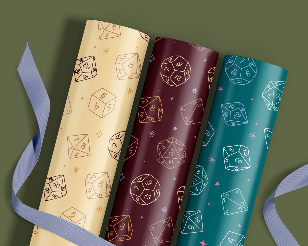 Dnd-inspired Premium Wrapping Paper, Fantasy RPG 20-sided Dice Design ...