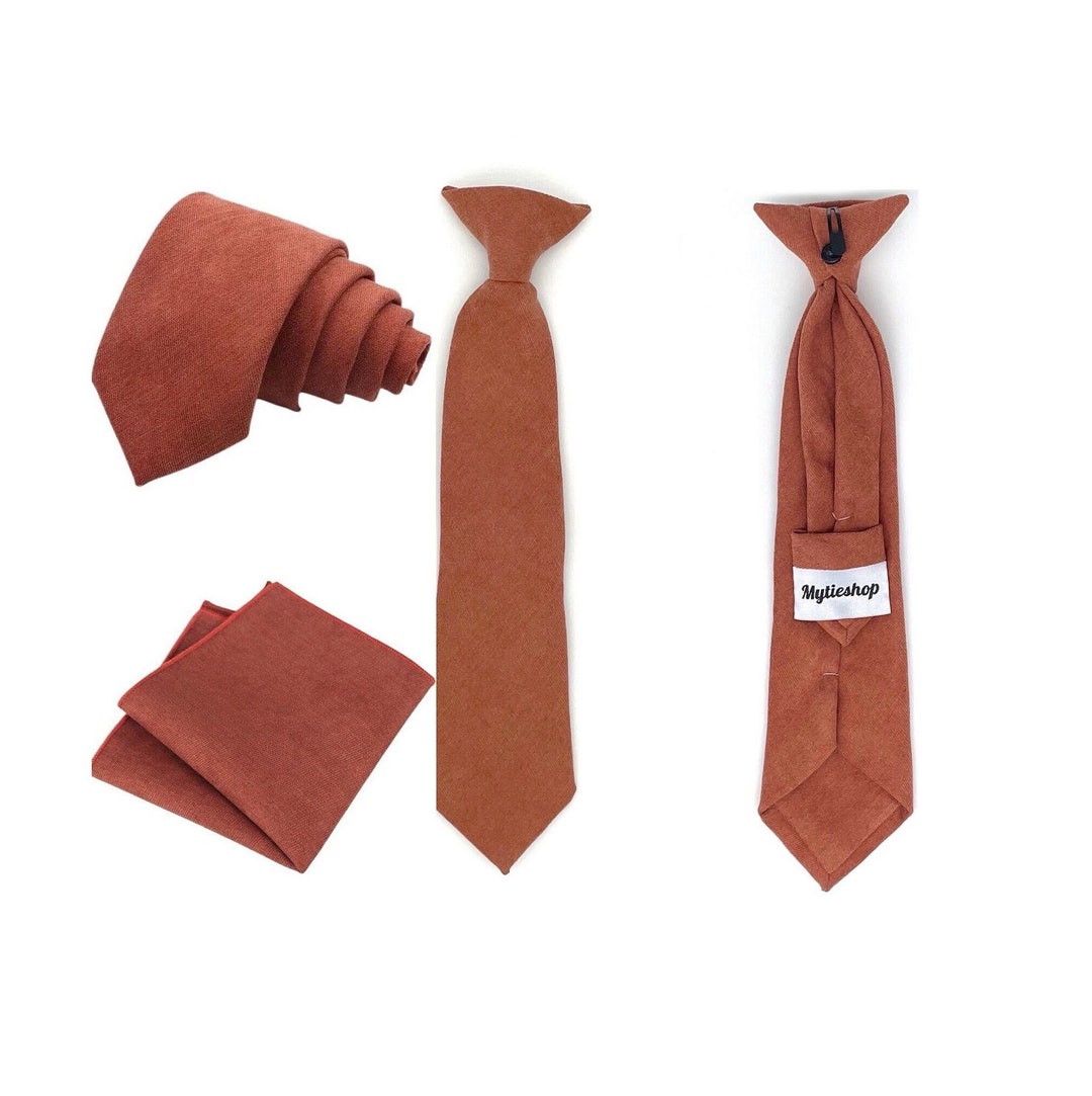 Terracotta Tie for Men, Autumn Necktie for Weddings, Groom Gift Ideas ...