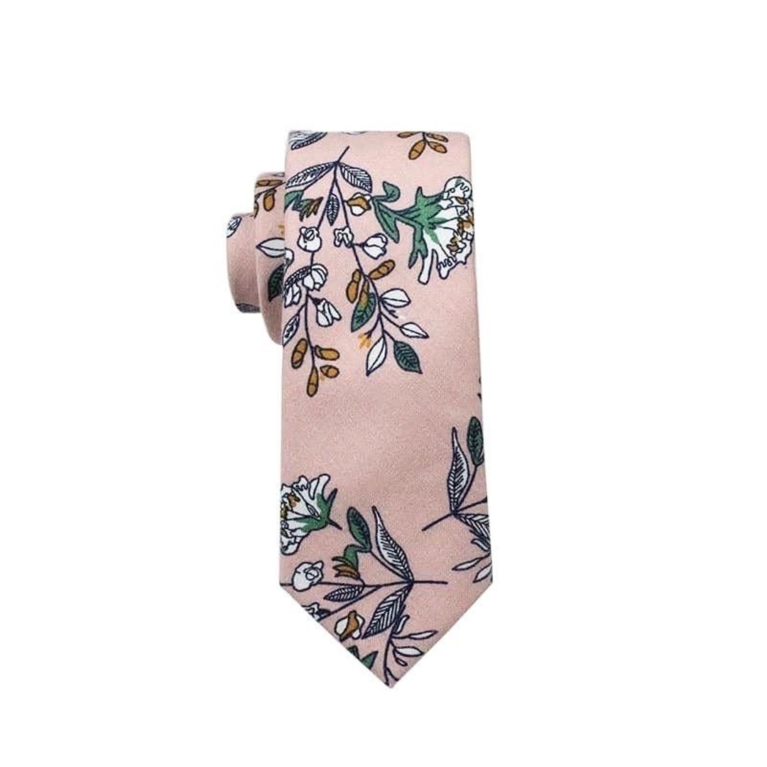 XAVIER Pink Skinny Floral Tie 2.36