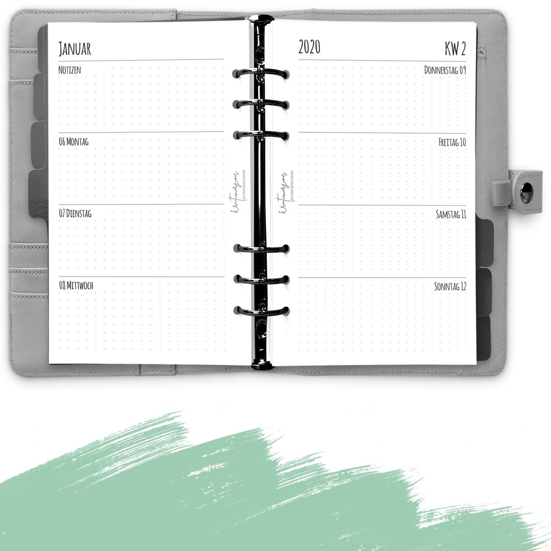 Kalender 2024 Personal 1W2S Notizen links dot grid, Planer 2024 deutsch ...