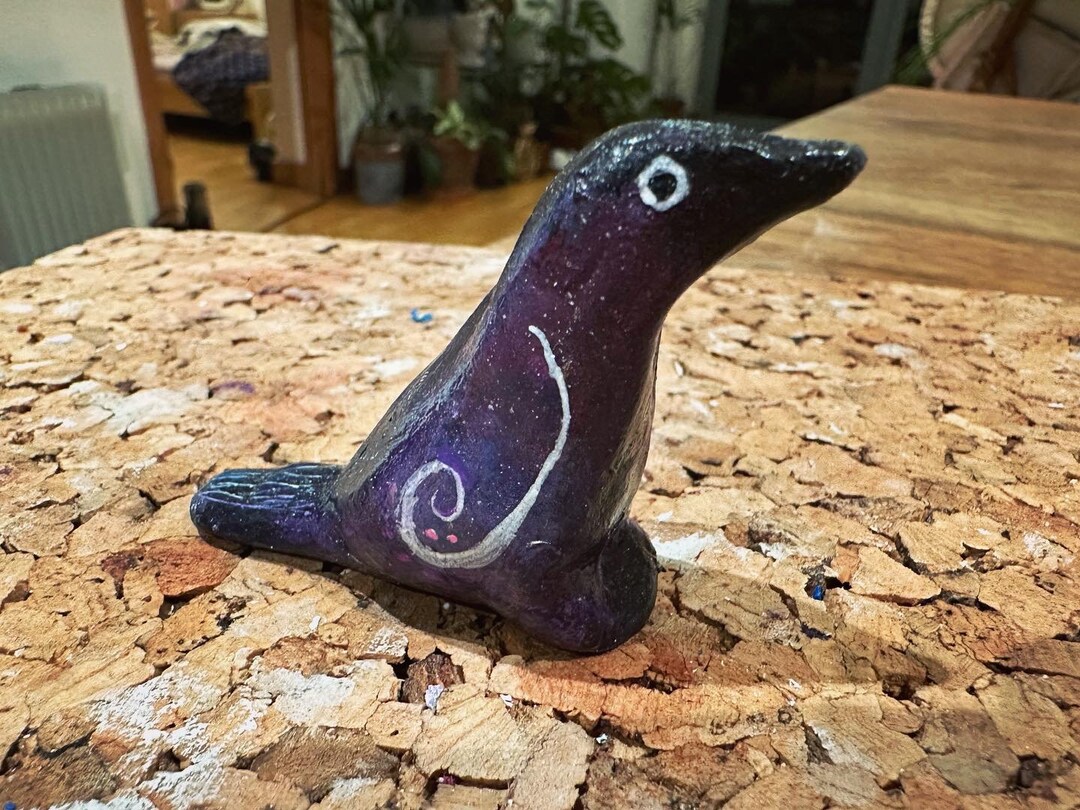 Cute Cosmic Crow Witch Familiar, Animal Clay Sculpture - Etsy