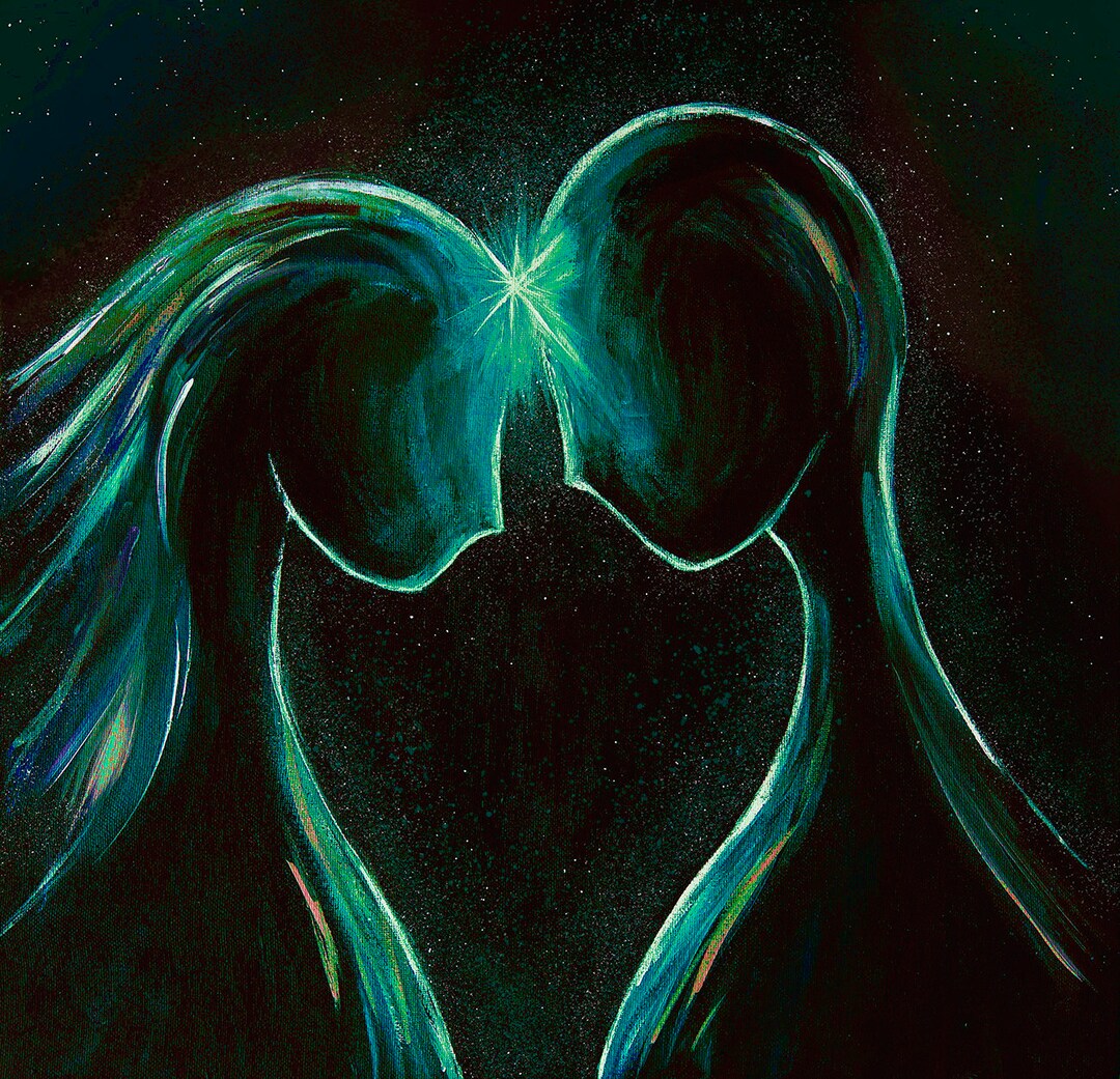 Telepathy Spiritual Twin Flame Artwork in Turquoise - Digital Art ...