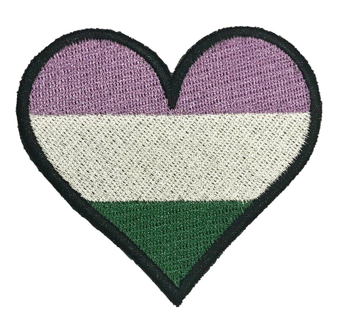 Small Genderqueer Heart LGBTQ Pride Embroidered Sew / Iron on Patch ...