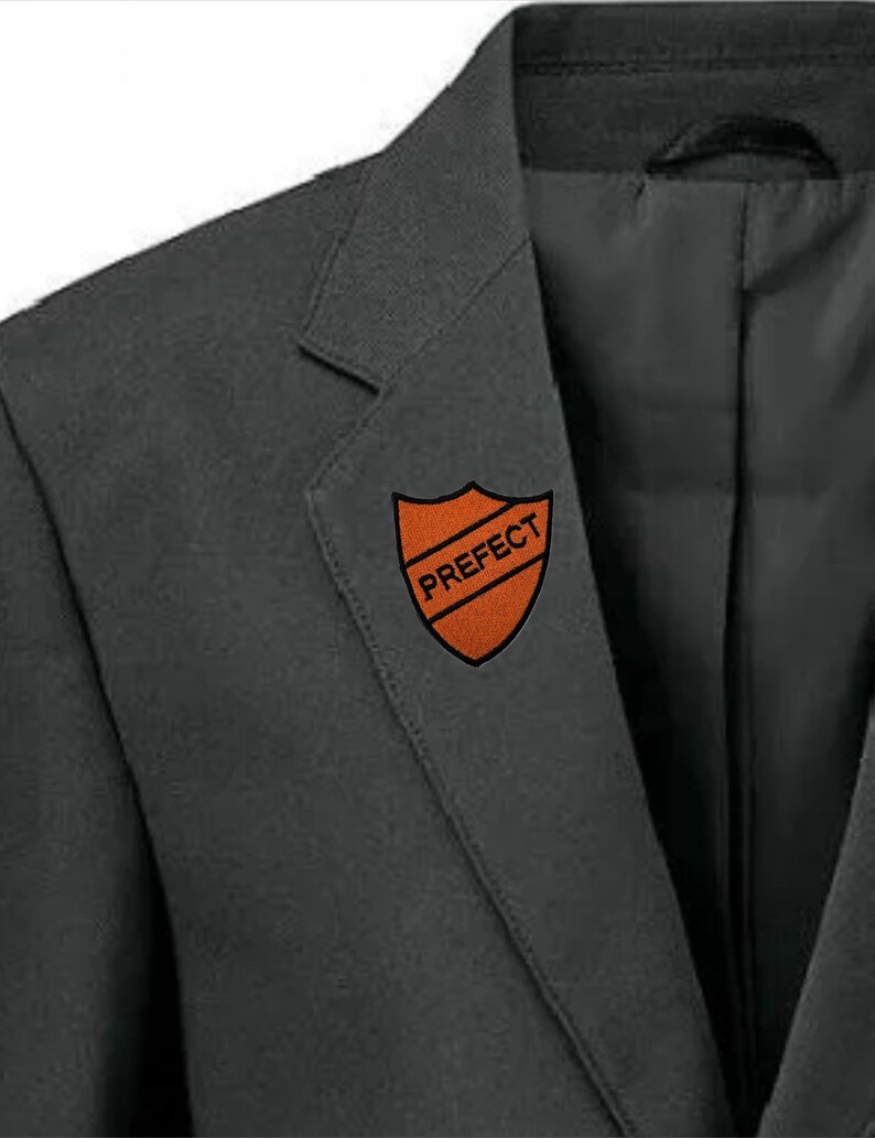 School Prefect Small Lapel Sized 35mm X 40mm Orange Embroidered Patch ...