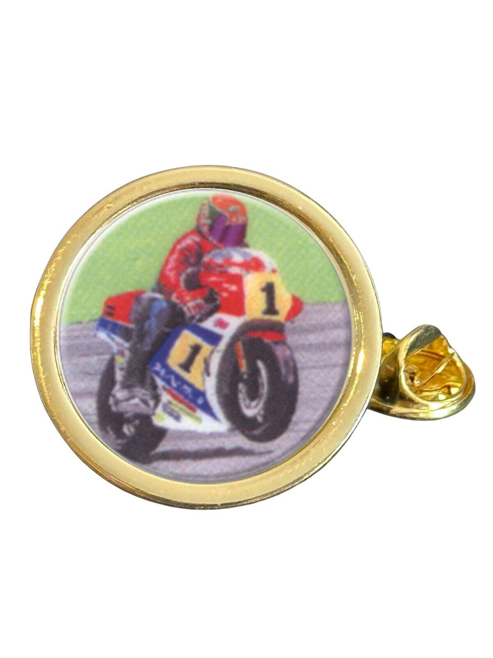 Motorcycle Racing Gold Plated Domed Lapel Pin Badge - Etsy