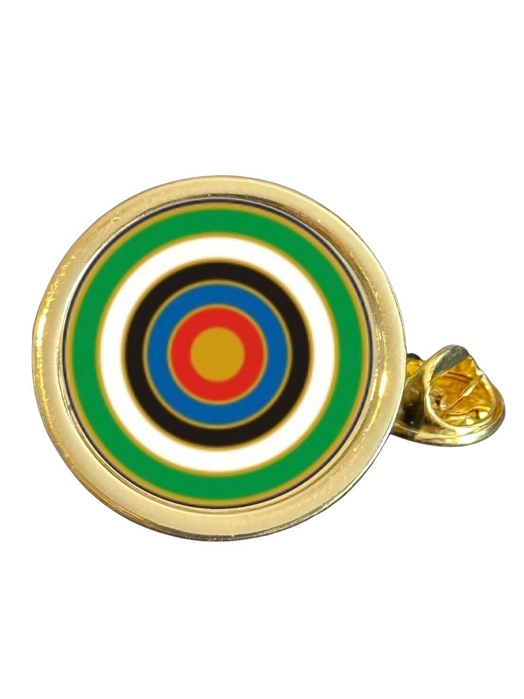 Traditional Archery Target Award Gold Plated Domed Lapel Pin Badge in ...