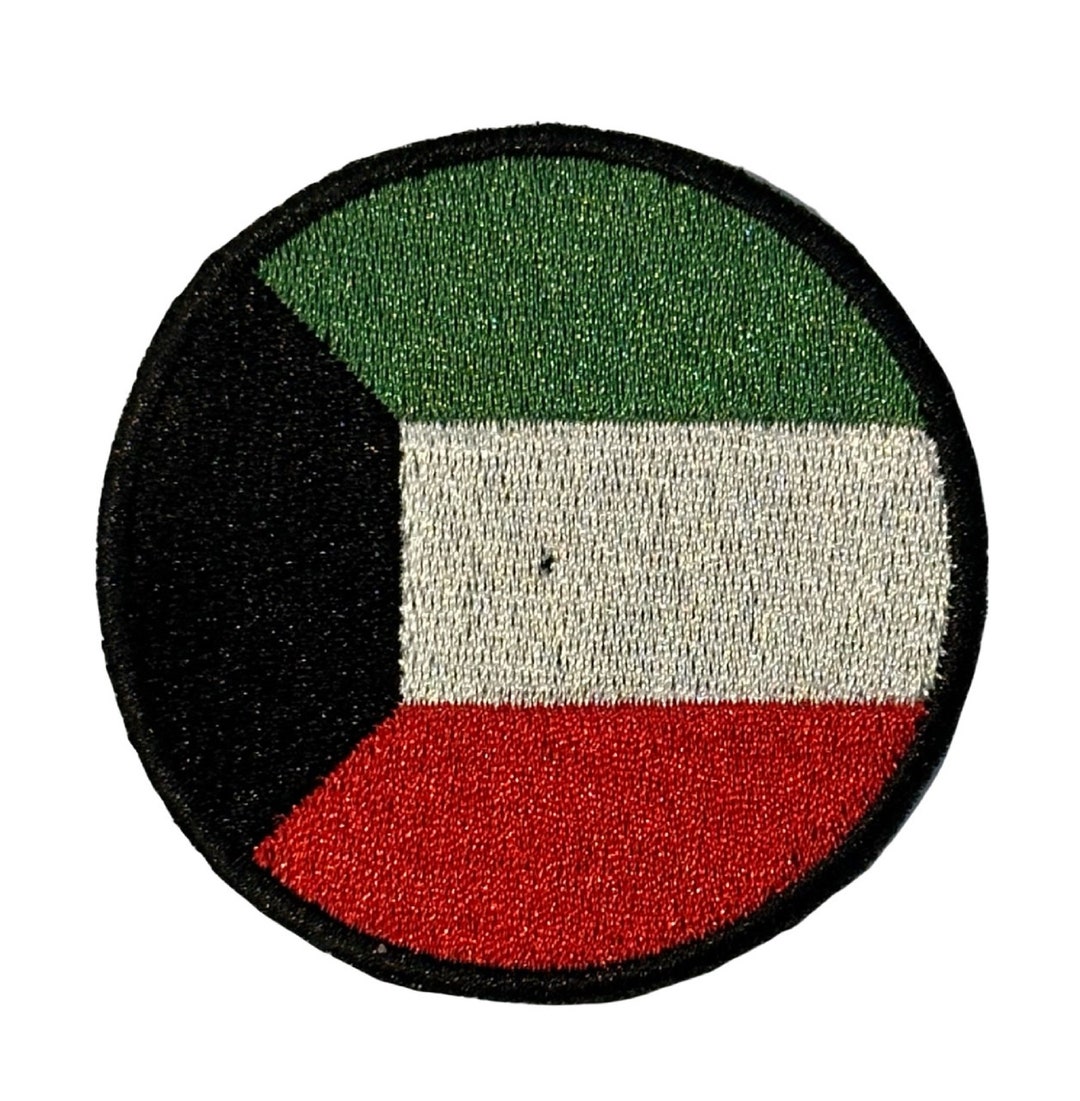Fully Embroidered Round Kuwait Flag Sew on or Iron on Patch Badge (A ...