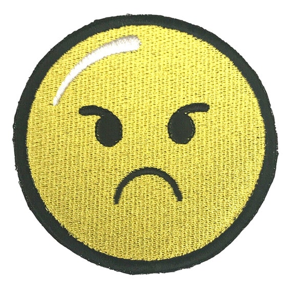 Angry Emotional Face Emoticon Embroidered Sew or Iron on Patch | Etsy