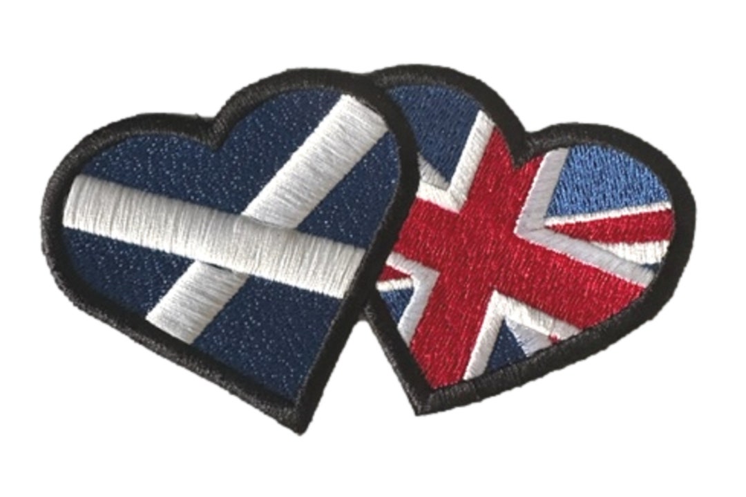 Scotland Saltire and Union Jack Heart Friendship Sew / Iron on Patch ...