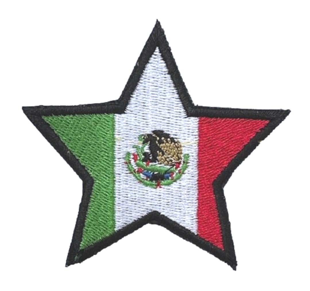 Mexico Flag Star Shaped Fully Embroidered Sew / Iron on Patch Badge (A ...