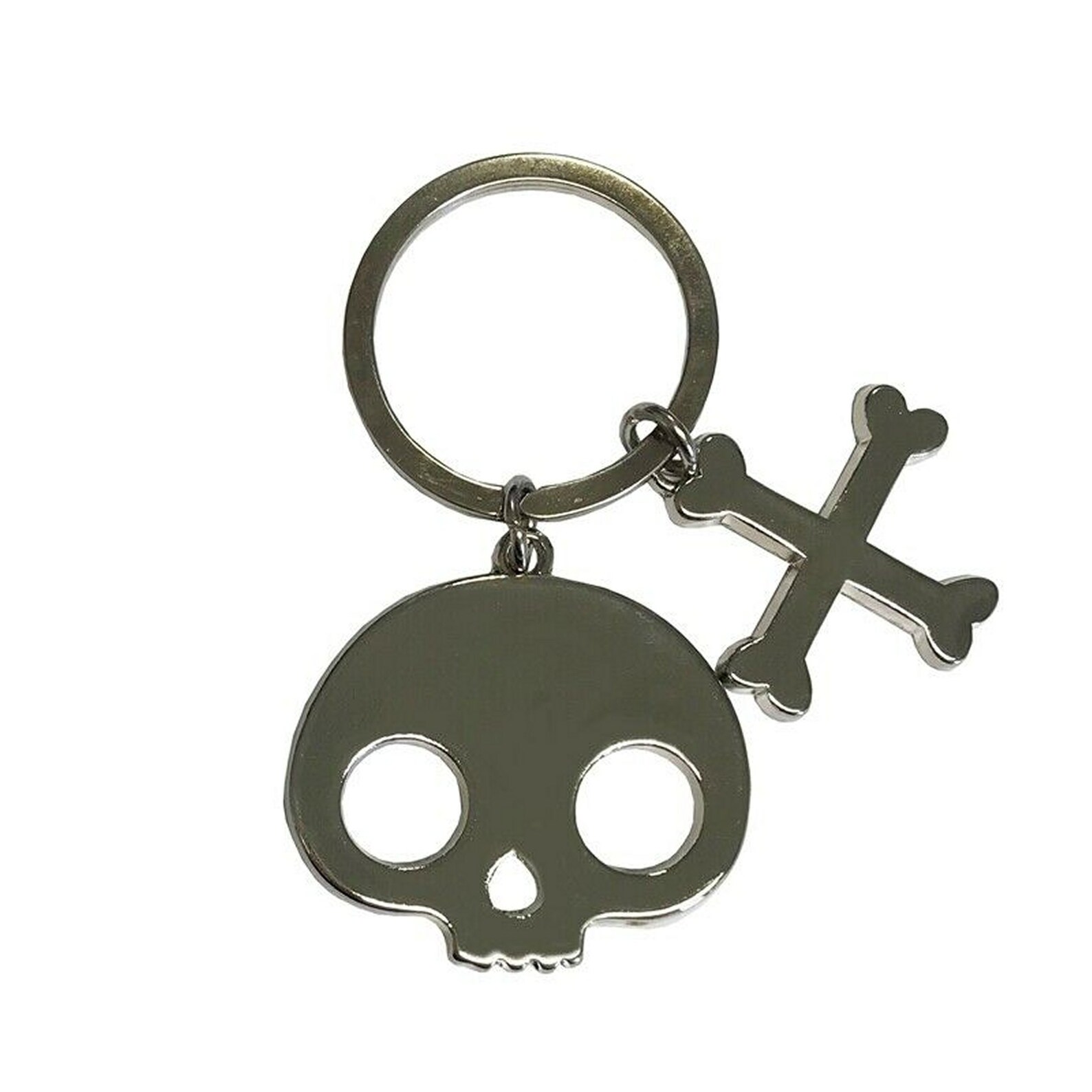 Skull with Cross Bones Metal Key Ring | Etsy