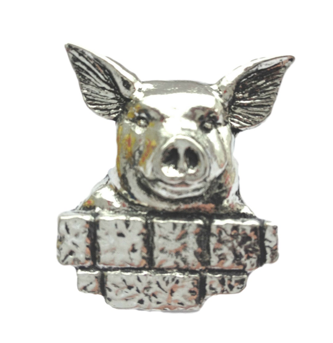 Pig Looking Over A Wall Hand-finished English Pewter Lapel Pin Badge in ...