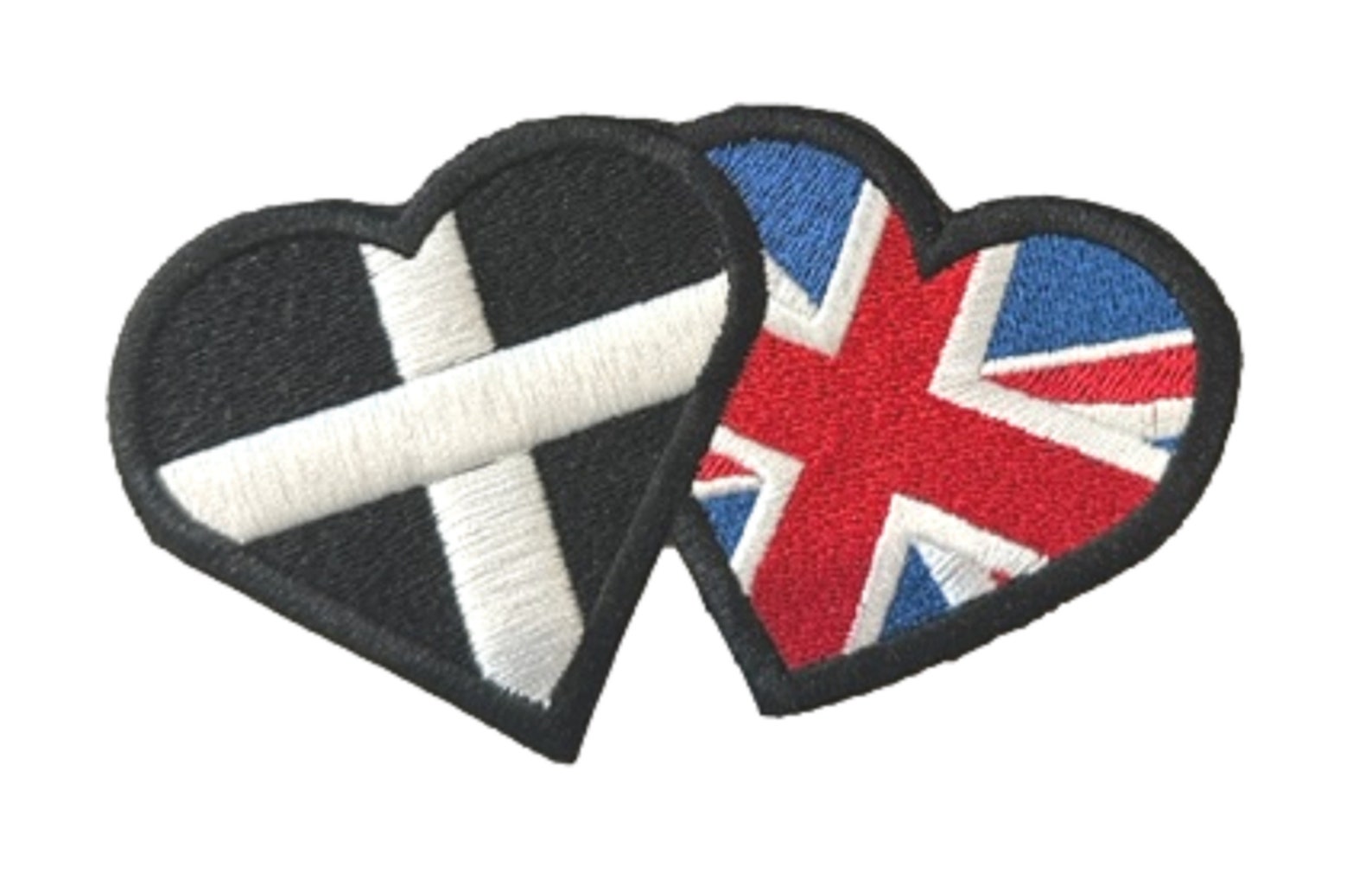 Cornwall Flag and Union Jack Flag Heart Friendship Sew / Iron on Patch ...