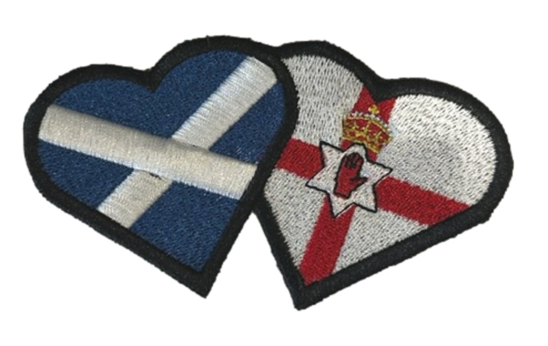 Scotland Saltire Flag and Northern Ireland Flag Heart Friendship Sew ...