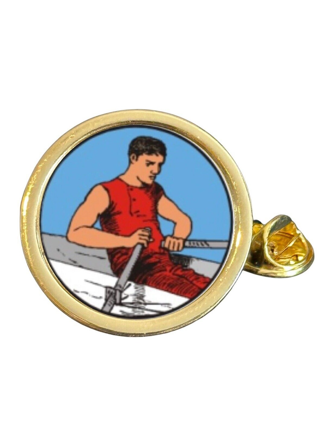 Rowing Male Gold Plated Domed Lapel Pin Badge - Etsy