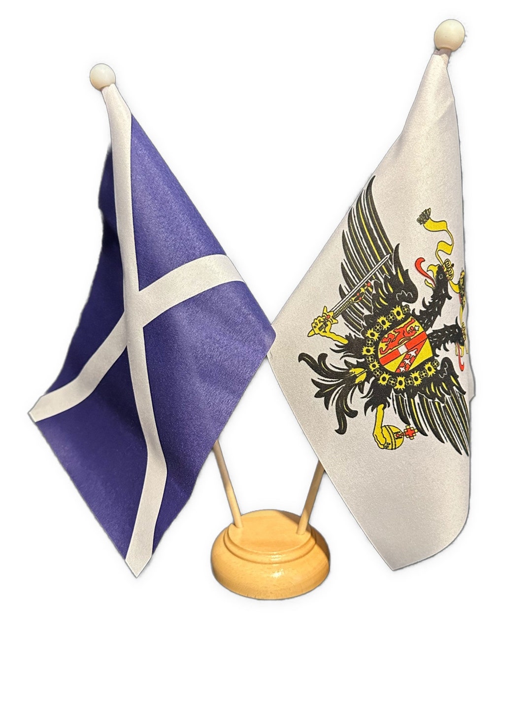 Scotland Saltire & 1st the Queens Dragoon Guards Table Flags Wooden ...