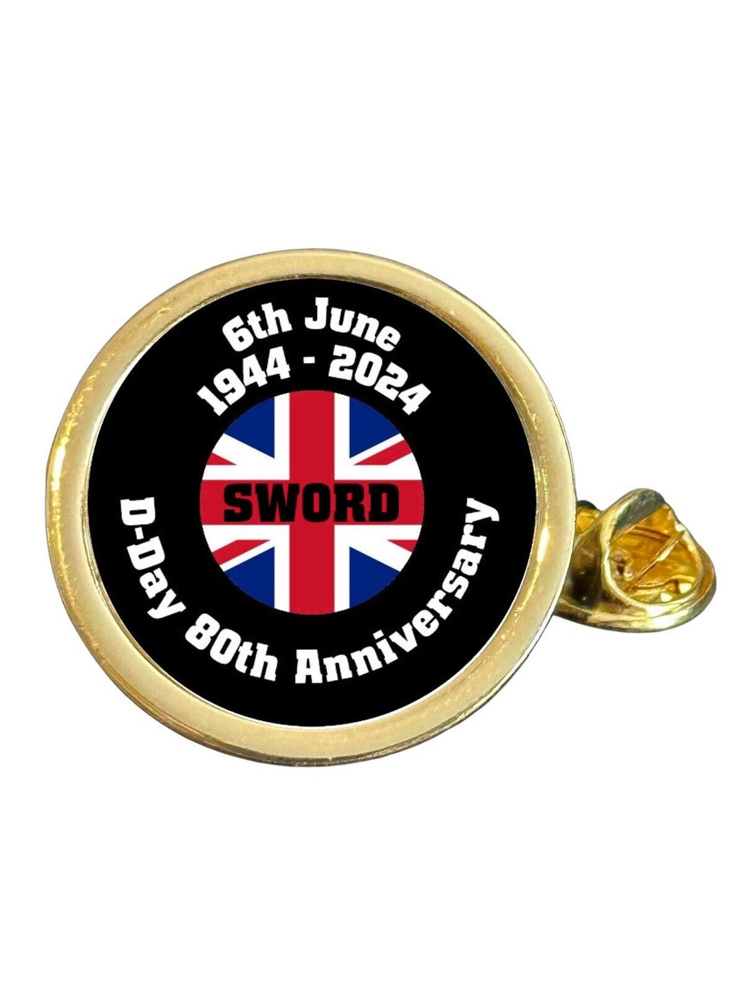 D-day 80th Anniversary “SWORD” 1944-2024 UK Gold Plated Lapel Pin Badge ...