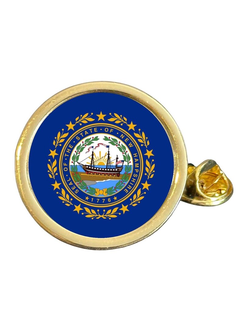 State of New Hampshire Part Flag USA Gold Plated Domed Lapel Pin Badge ...