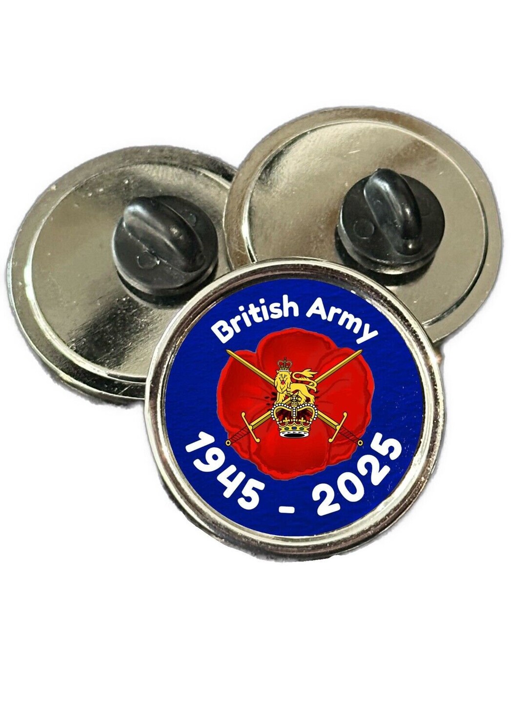 3 X British Army 80 Years WWII 1945 -2025 Silver Nickel Plated Lapel ...