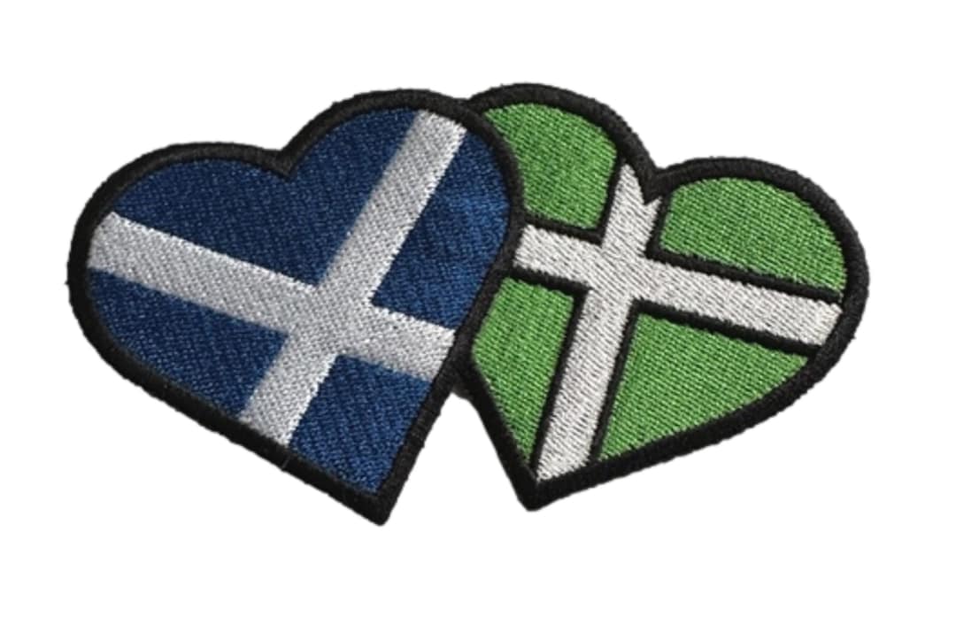 Scotland Saltire Flag and Devon Flag Heart Friendship Sew / Iron on ...
