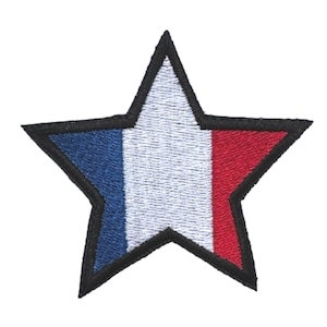 France Flag Star Shaped Fully Embroidered Sew / Iron on Patch Badge (A ...