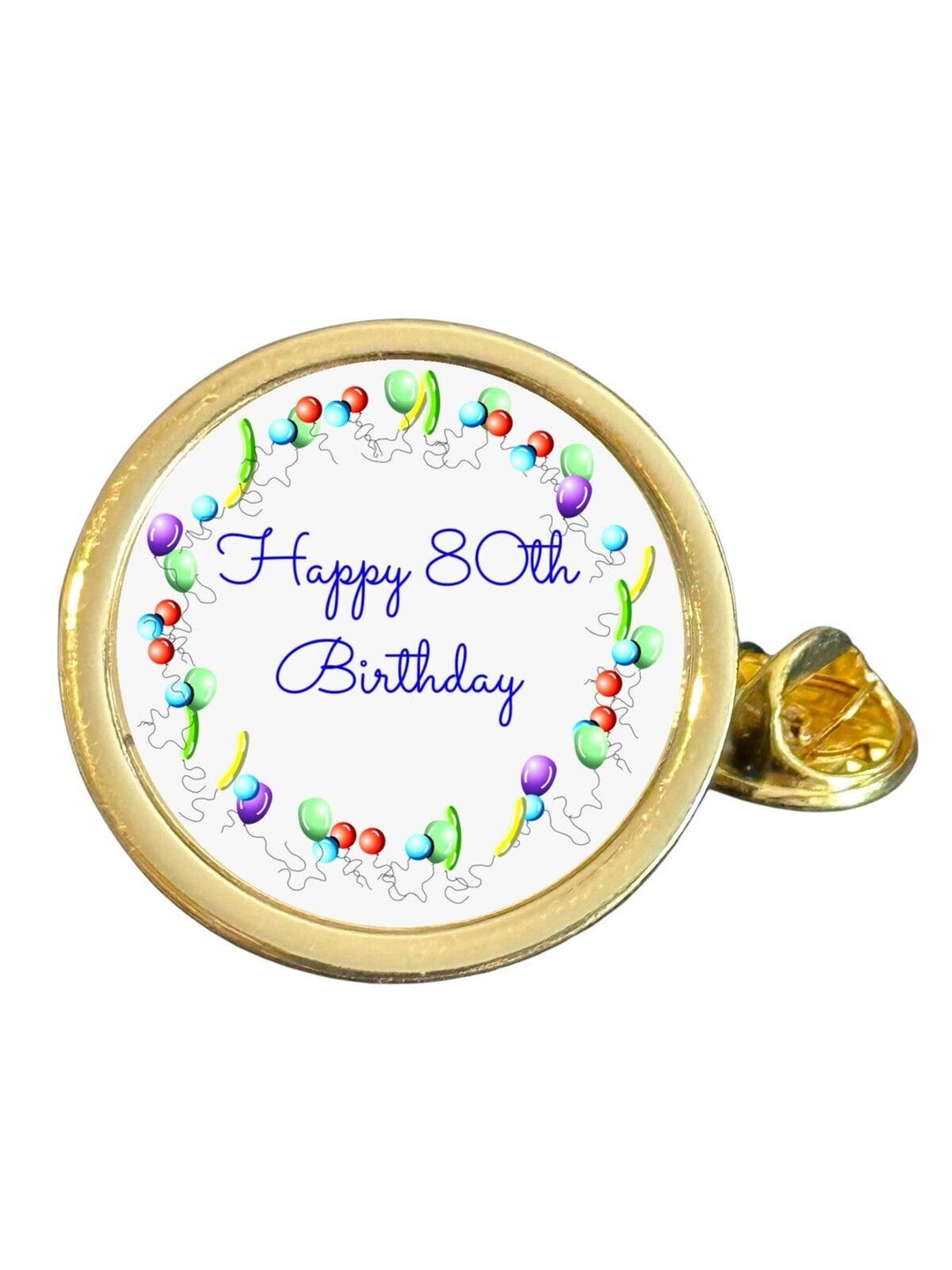 Happy 80th Birthday Gold Plated Domed Lapel Pin Badge in Bag - Etsy